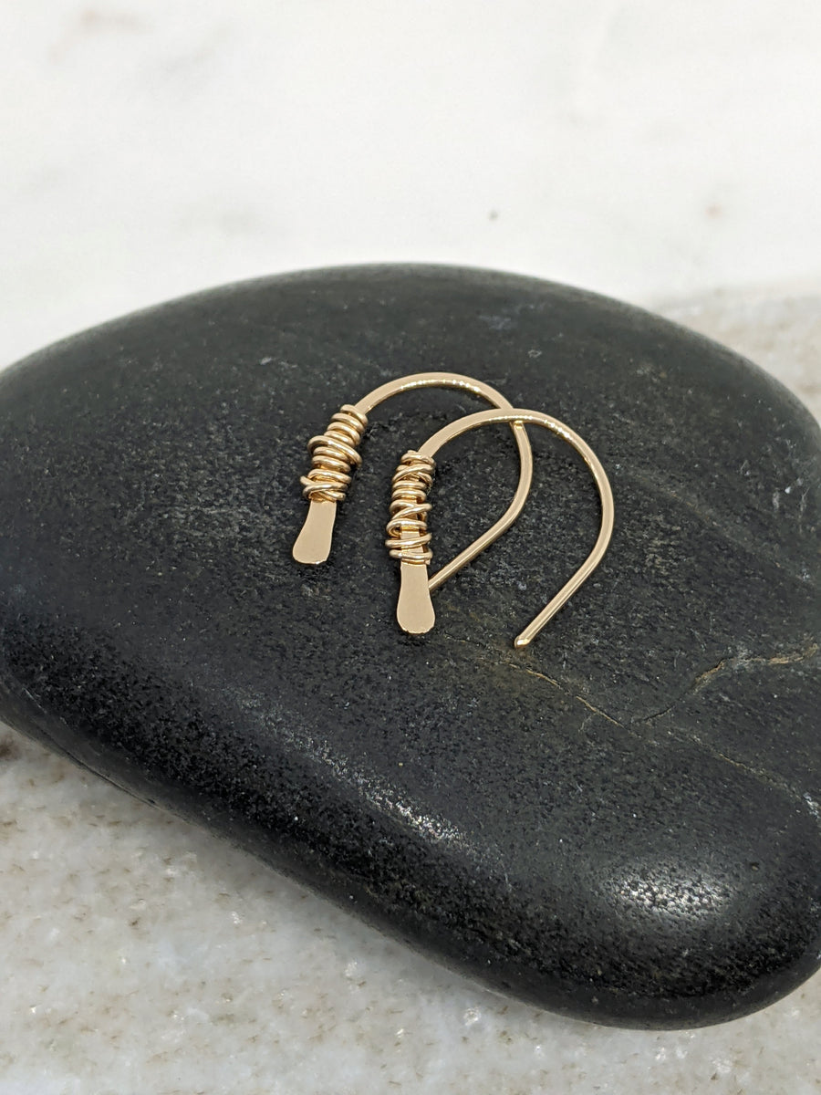 Gold Horseshoe Threader with Gold Wrap | Huggie Hoops | Dainty Earring ...